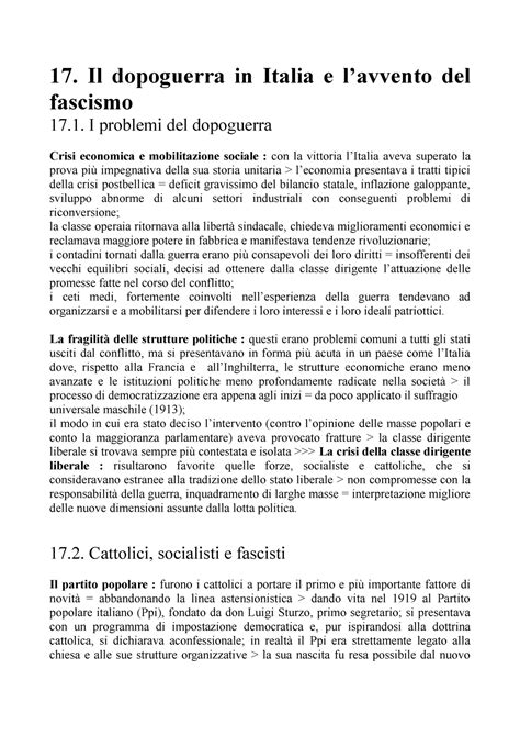 Il Dopoguerra In Italia E L Avvento Del Fascismo 17 Il Dopoguerra In