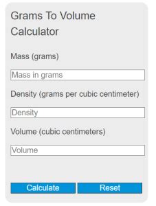 Grams To Volume Calculator Calculator Academy