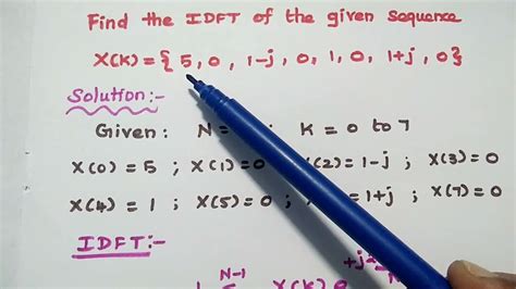 idft problems solved in inverse discrete fourier transform youtube