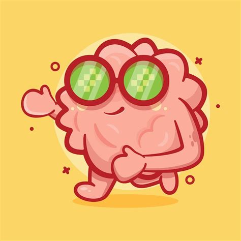 Mascota Divertida Del Personaje Del Cerebro Que Ejecuta Dibujos