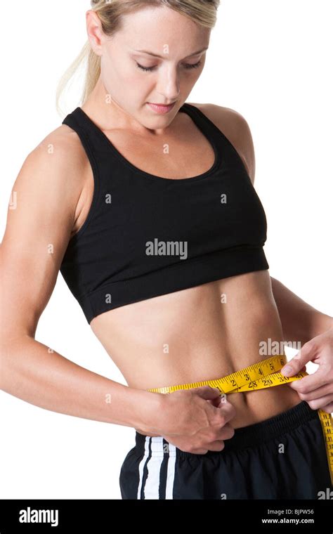 Woman Measuring Her Waist Stock Photo Alamy