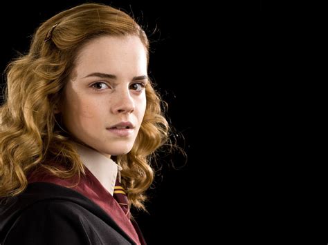 Black Background Blonde Wavy Hair Brown Eyes Harry Potter Hermione Granger Long Hair Emma