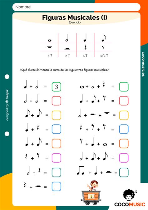 Ejercicio de Figuras Musicales 3º y 4º de Primaria