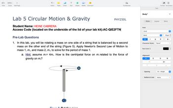Answered In This Lab You Will Be Rotating A Mass On One Side Of A