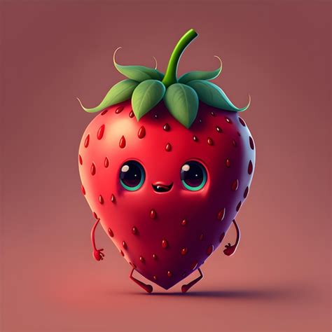 Personaje De Dibujos Animados De Fresa Foto Premium