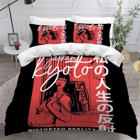 Parure De Lit 3 Pièces Manga Fille Housse De Couette 200X200 Ado 3D