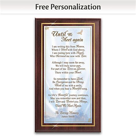Until We Meet Again Personalized Poem Plaque With Name Remembrance