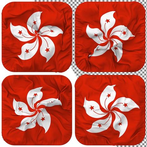 Premium Psd Hong Kong Flag Squire Shape Isolated Different Waving
