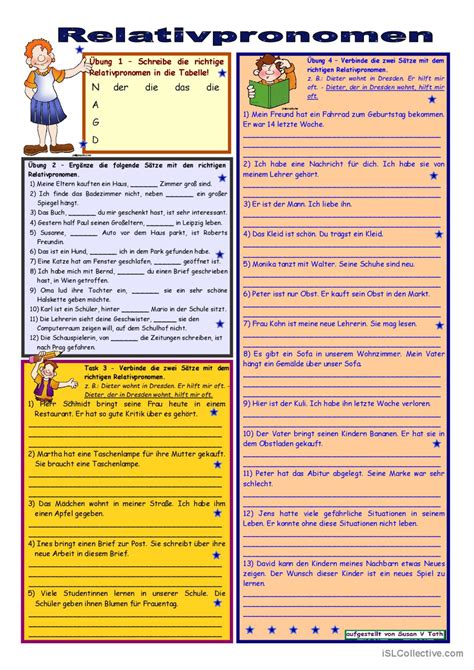 Relativpronomen 4 Übungen mi Deutsch DAF Arbeitsblätter pdf doc