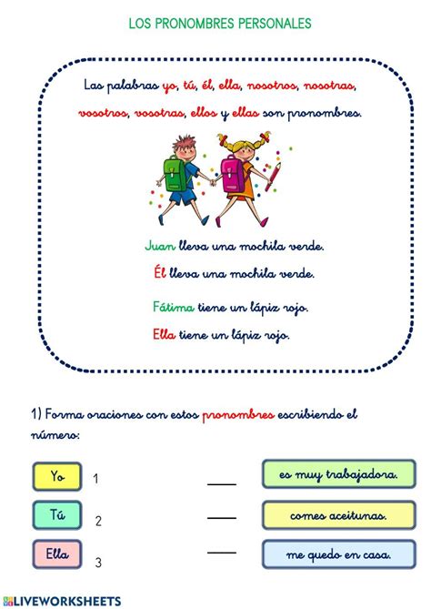Pronombres personales interactive exercise for 2º DE PRIMARIA
