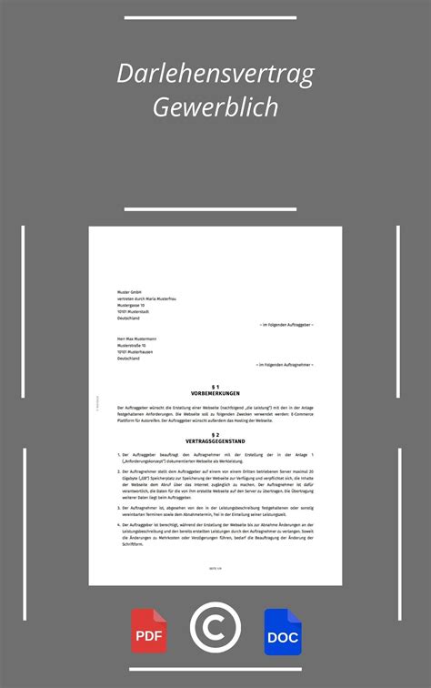Darlehensvertrag Muster Gewerblich Pdf Word