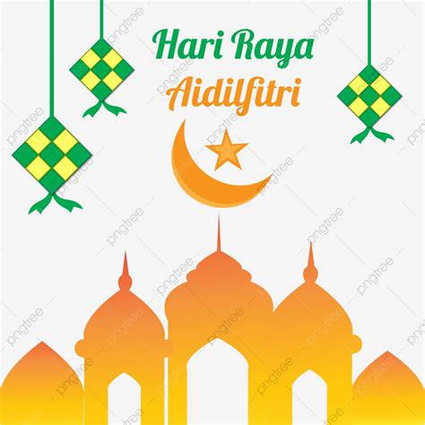 Selamat Hari Raya Aidilfitri Diseño Con Mezquita Y Luna Imagen
