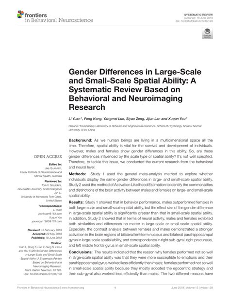 pdf gender differences in large scale and small scale spatial ability a systematic review