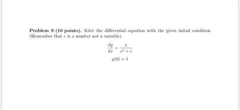 solved problem 9 10 points solve the differential