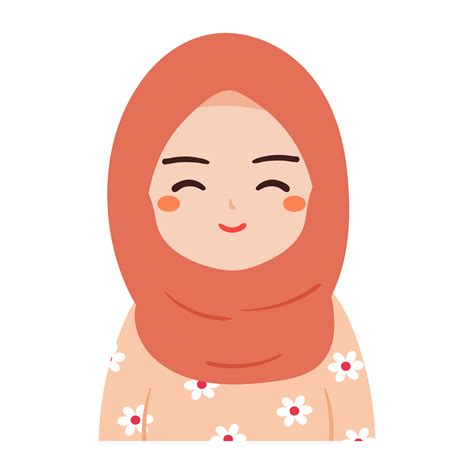 main dessin dessin animé girl porter hijab à sourire figure