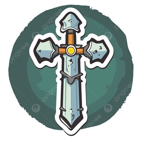 Sticker Style Cross Of Sword Icon In Vector Or Clipart Cross Sword