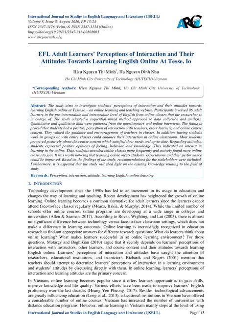pdf efl adult learners perceptions of interaction and their attitudes towards learning