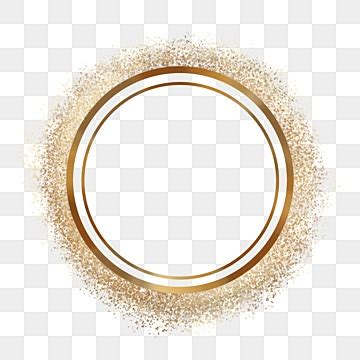 Golden Glitter Circle White Transparent Circle Golden Frame With