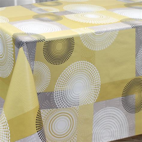 Nappe de table toile cirée PVC Vita Rosace Jaune Blanc Largeur