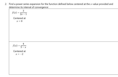 solved find a power series expansion for the function