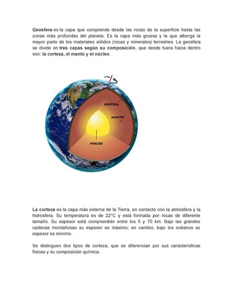 Estructura De La Tierra Geosfera Es La Capa Que Comprende Desde Las