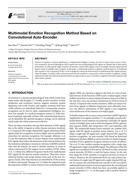 pdf multimodal emotion recognition method based on convolutional auto encoder