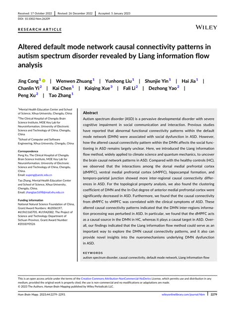 pdf altered default mode network causal connectivity patterns in