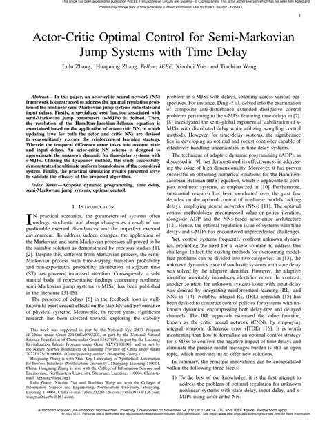 pdf actor critic optimal control for semi markovian jump systems with time delay