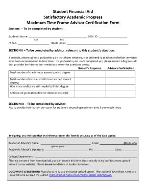 Fillable Online Student Financial Aid Satisfactory Academic Progress