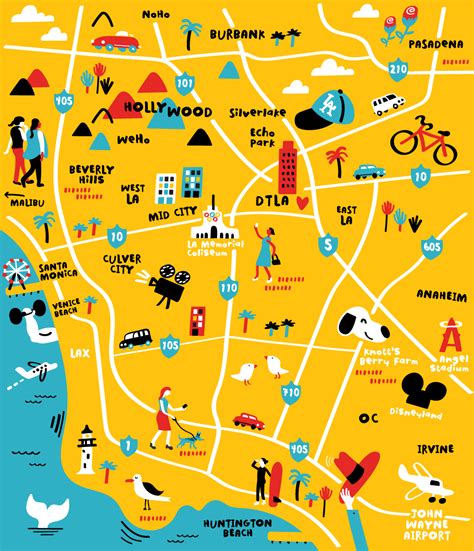 Illustrated Map Of Los Angeles Neighborhoods Nate Padavick