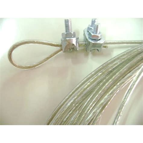 Varal de Parede Cabo Aço Revestido 4MM C 6 metros 2 ganchos 4 Clips