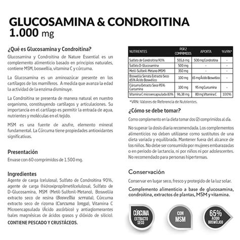 Glucosamina Condroitina MSM 1 000 Mg 60 Comprimidos Agapharma