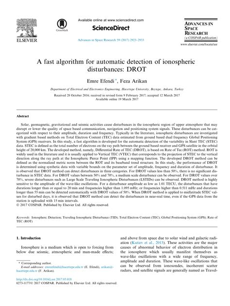 pdf a fast algorithm for automatic detection of ionospheric disturbances drot