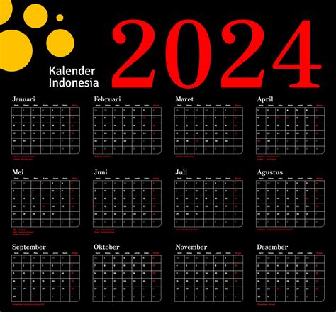 2024 Calendar For Indonesian Illustration Template Mock Up Week