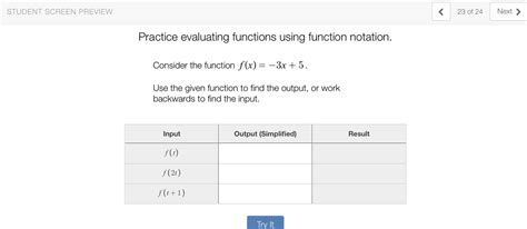 Practice Evaluating Functions Using Function Notation Consider The