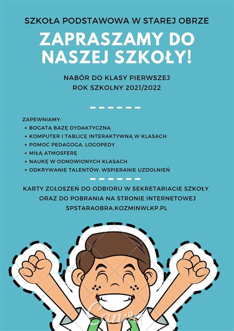 Rekrutacja do klasy pierwszej 2021 2022 Szkoła Podstawowa w Starej Obrze