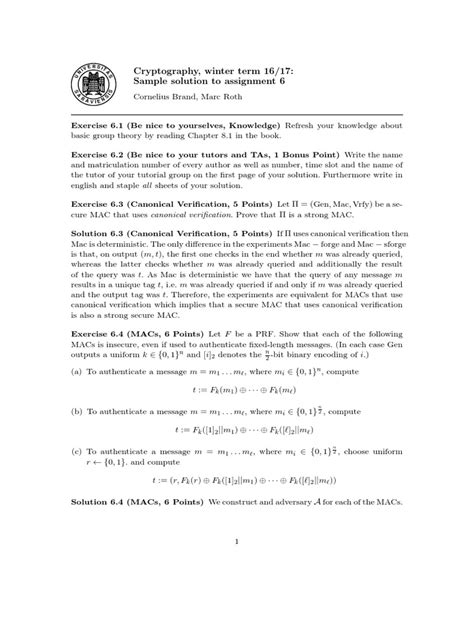 cryptography winter term 16 17 sample solution to assignment 6 pdf theoretical computer