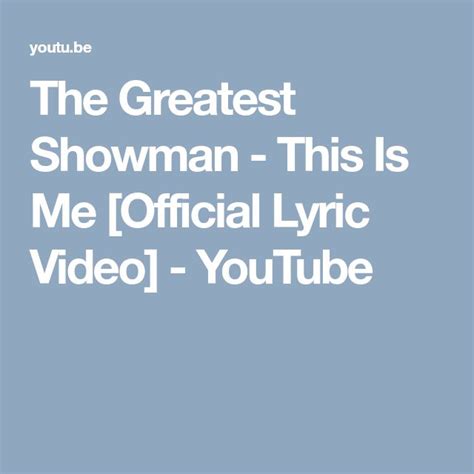 The Greatest Showman This Is Me Official Lyric Video YouTube
