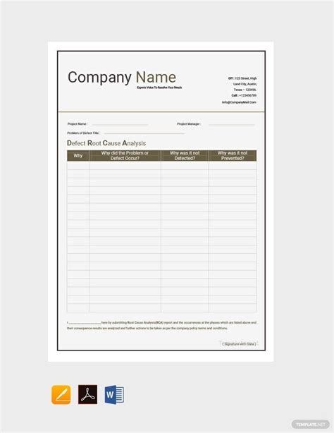 Rca Report Format