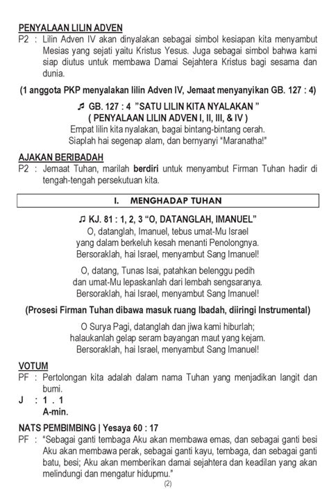 IBADAH RAYA HARI MINGGU 18 Des 2022 TATA IBADAH Jemaat Damai