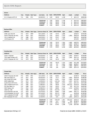 Fillable Online Quick CMA Report Fax Email Print PdfFiller