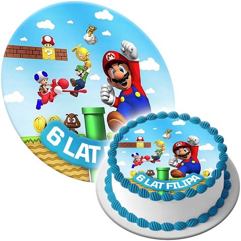 OPŁATEK NA TORT SUPER MARIO BROS URODZINY TEKST TWÓJ NAPIS
