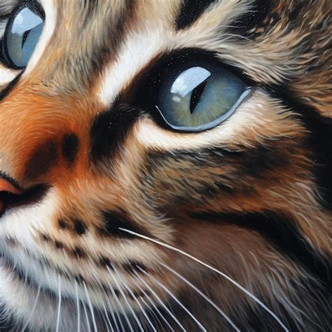 Una Pintura De Un Gato Con Ojos Azules Foto Premium