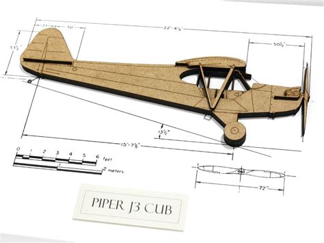 Piper J 3 Cub Blueprint Art Aviation Decor Laser Cut Gifts Art
