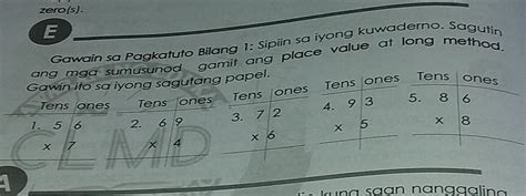 Diin Sa Iyong Kwaderno Sagutin Ang Mga Sumusunod Gamit Ang Place Value