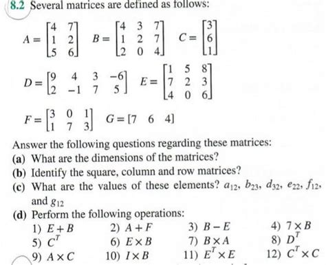 solved 8 2 several matrices are defined as follows