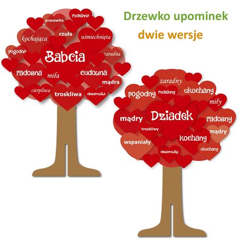 Dzień Babci i Dziadka Drzewko dla Babci dla Dziadka dwustronne