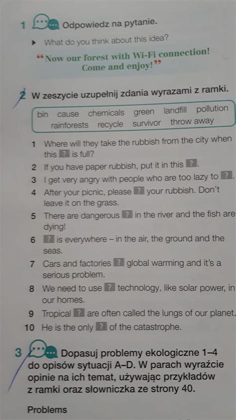 Uzupełnij zdania wyrazami z ramki Brainly pl