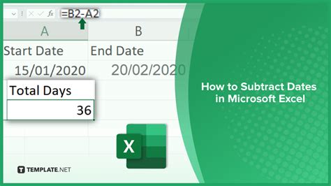 how to subtract dates in microsoft excel