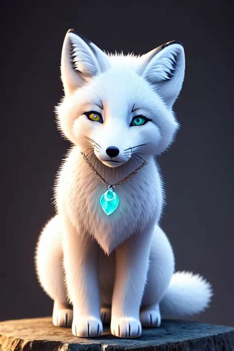 Dopamine Girl A Photograph Of A Translucent Arctic Fox Spirit Wearing